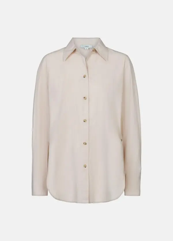 Vince Cotton Button-front Shirt - Cobblestone