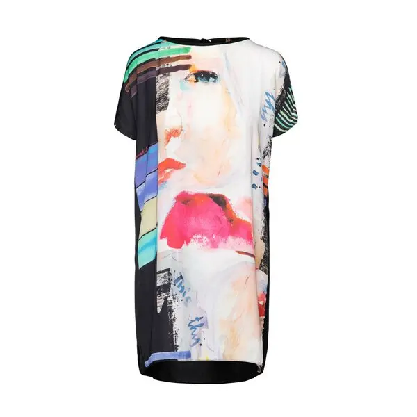 CONQUISTA Sleeveless Loose Fitting Print Dress - Black