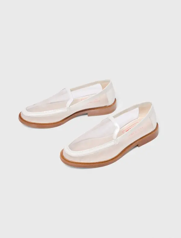 Maje Leather And Mesh Loafers