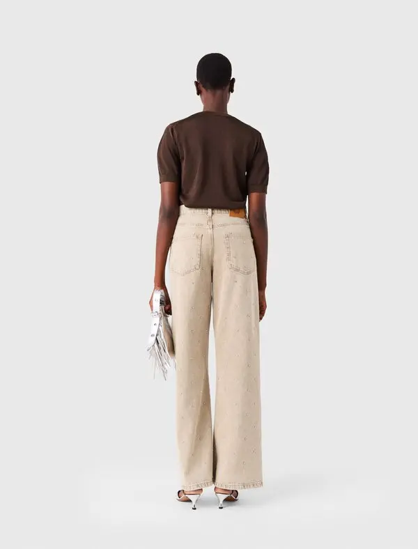 Maje Wide-leg Rhinestone Jeans