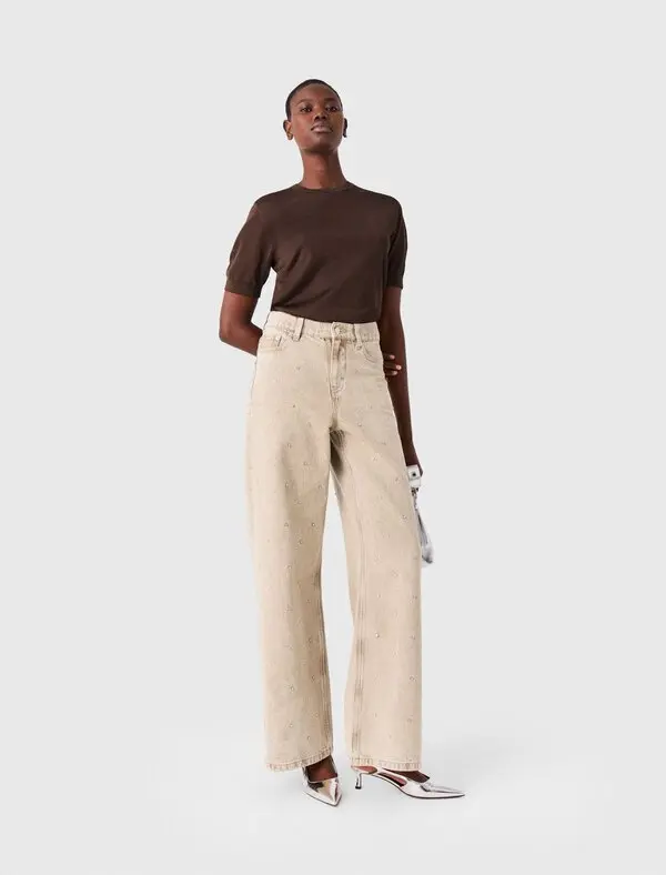Maje Wide-leg Rhinestone Jeans