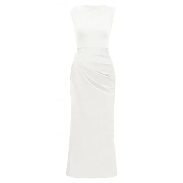 ALINA CERNATESCU Whisper Midi Lyocell Dress Classic With Open Back - White