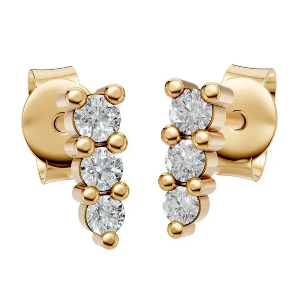 AYA FINE JEWELRY Everyday Round Lab Diamond Drop Stud Earrings In 14k Gold - Yellow