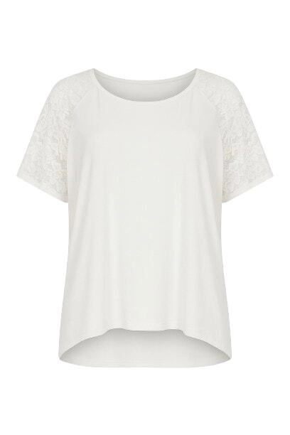 CONQUISTA Lace Detail Short-sleeved Top - White