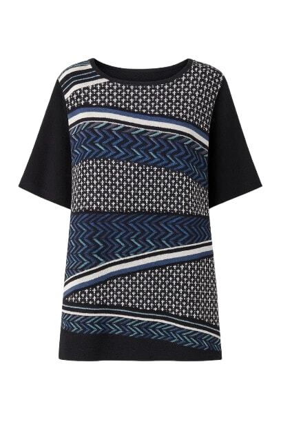 CONQUISTA Striking Print Tie Waist Top - Green