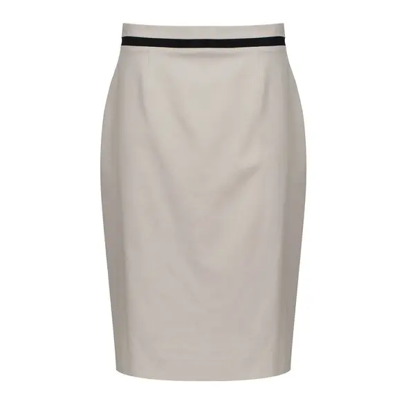 CONQUISTA Neutrals Tailored Pencil Skirt With Contrast Waistband - Beige