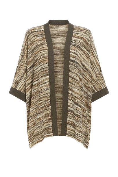 CONQUISTA Open Front Print Cardigan Fashion - Green