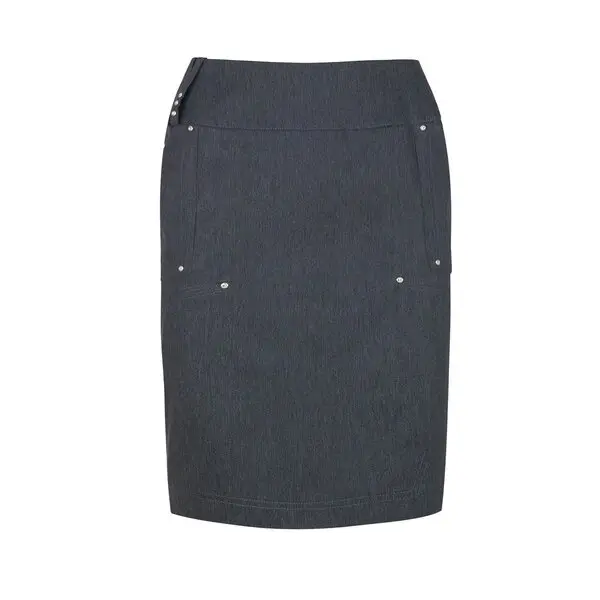 CONQUISTA Dark Denim Style Pencil Skirt With Rhinestone Detail - Grey