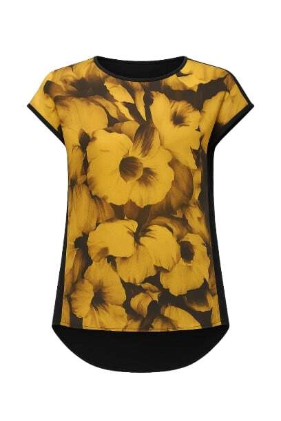 CONQUISTA Sleeveless Print Top With Rounded Neckline - Black
