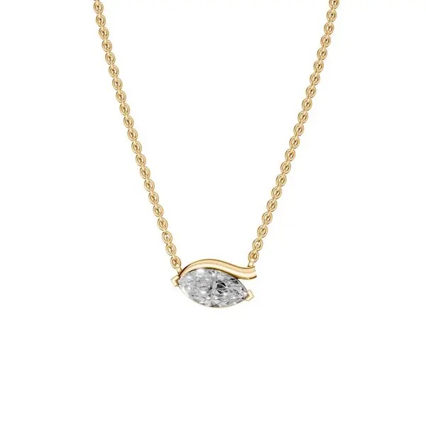 AYA FINE JEWELRY 1.57 Ct Marquise Cut Lab Diamond Solitaire Pendant Necklace In 14k Gold - Yellow