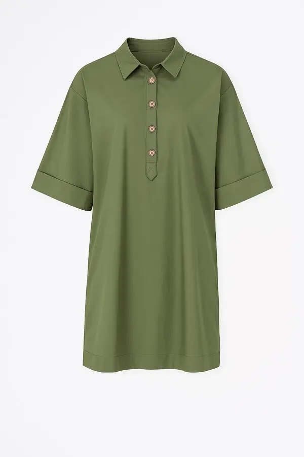 CONQUISTA Oversized Khaki Dress