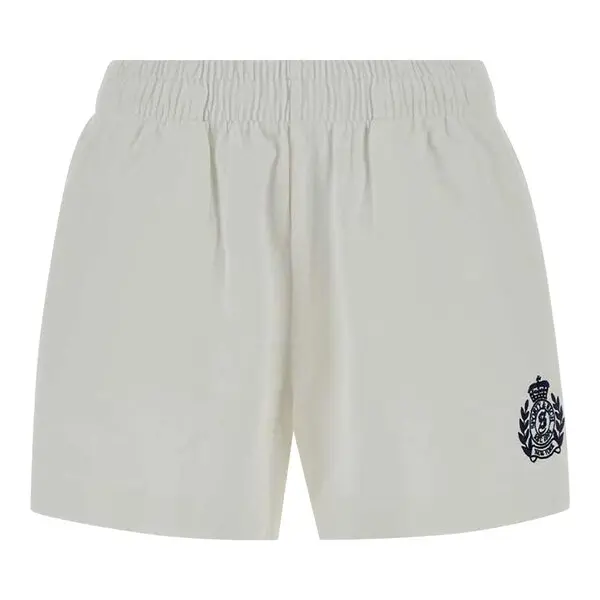 SPORTY & RICH Ny Crest Embroidered Disco Shorts - White