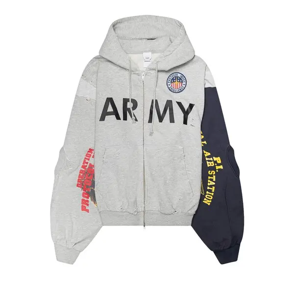 PROTOCOL INDEX Reconstructed Zip Hoodie 'melange