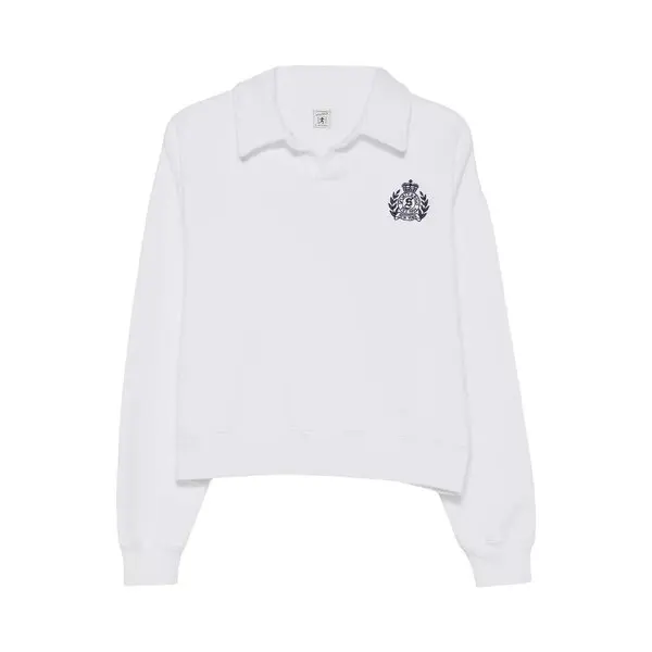 SPORTY & RICH Ny Crest Embroidered Polo /navy - White