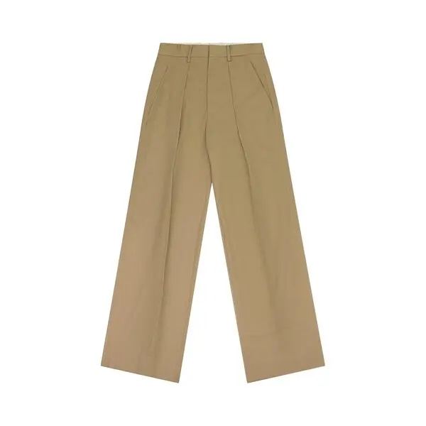 ANN DEMEULEMEESTER Botel Wide Leg Pleated Trousers 'sand - Tan