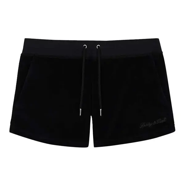 SPORTY & RICH Signature Logo Krystal Shorts /crystal - Black
