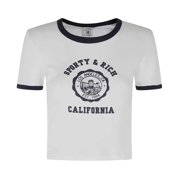 SPORTY & RICH California Emblem Soft Ringer Tee - White