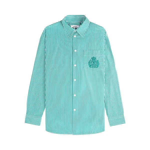 SPORTY & RICH Ny Crest Oversized Shirt 'amalfi Striped - Green