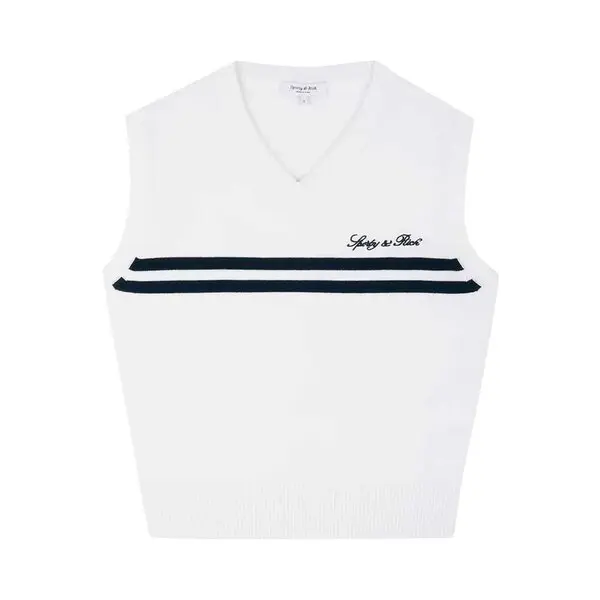 SPORTY & RICH Signature Logo Knitted Vest - White