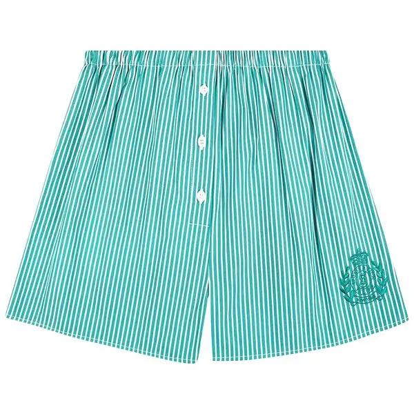 SPORTY & RICH Ny Crest Mini Boxer 'amalfi Striped - Green