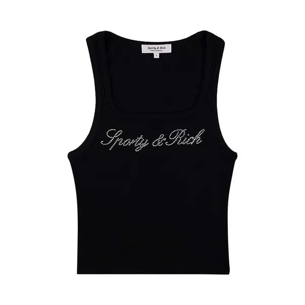SPORTY & RICH Signature Logo Krystal Tank /crystal - Black