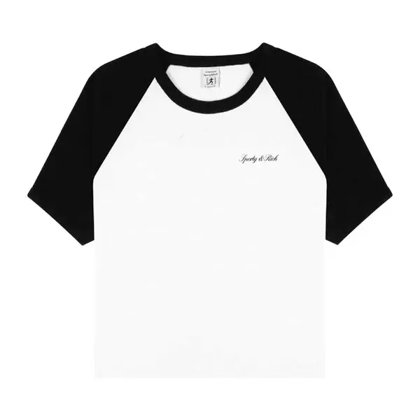 SPORTY & RICH Signature Logo Tee /black - White