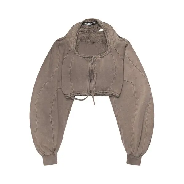 Ottolinger Rogue Cropped Zip Up 'beige - Tan