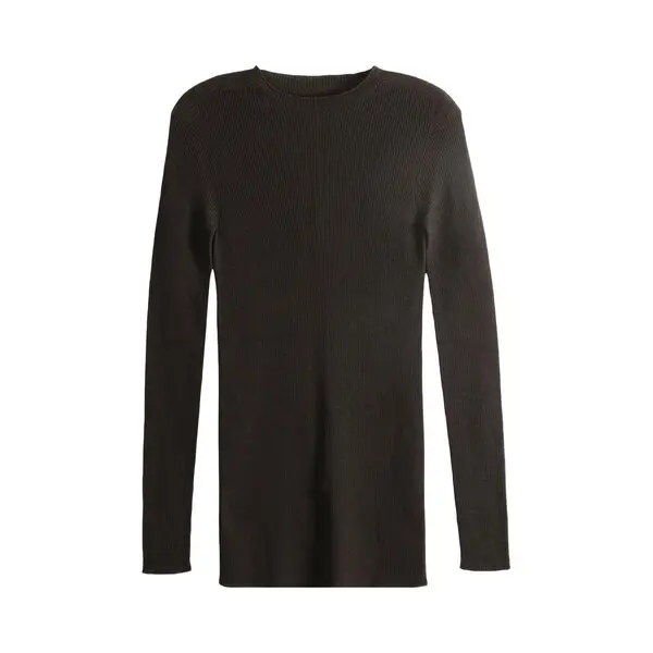Rick Owens Ribbed Round Neck 'grease - Brown