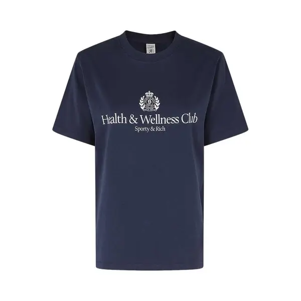 SPORTY & RICH H&w Crest T-shirt 'dark Navy - Blue