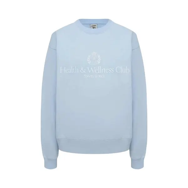 SPORTY & RICH H&w Crest Crewneck 'ciel/white - Blue