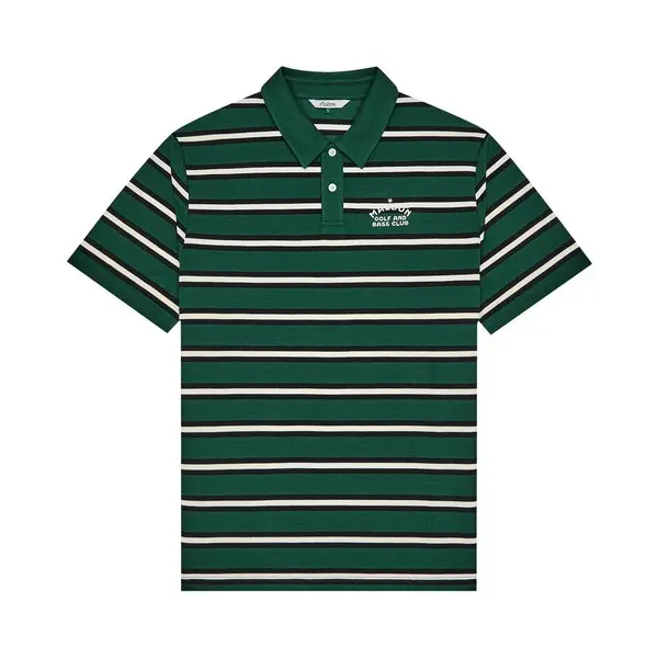 MALBON Fairway Bass Club Polo Shirt 'forest Stripe - Green