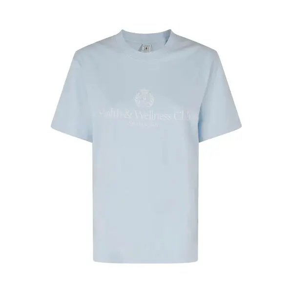 SPORTY & RICH H&w Crest T-shirt 'ciel/white - Blue