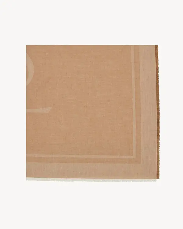 Saint Laurent Cassandre Square Scarf In Cashmere And Silk Jacquard