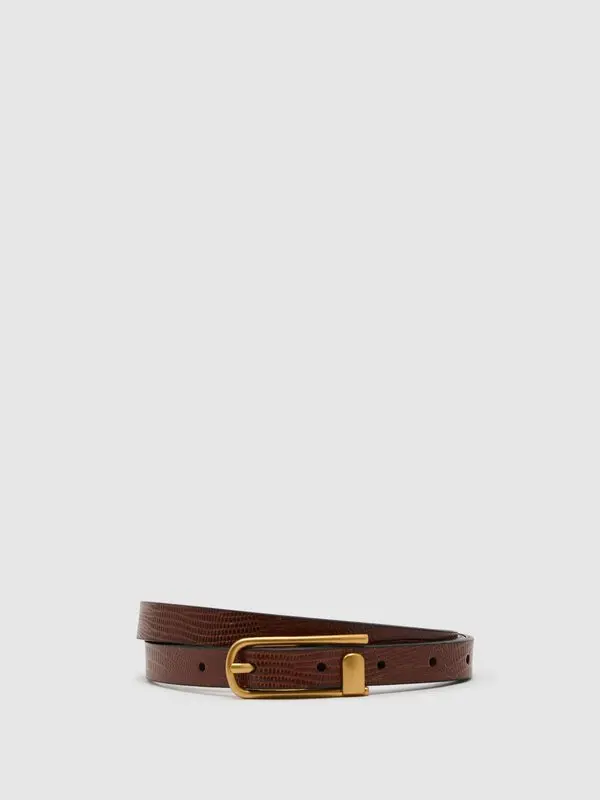 REISS Iris Leather Lizard-effect Half-keeper Belt