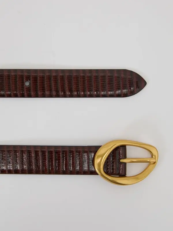 REISS Sylvia Leather Lizard-effect Sculpted-buckle Belt