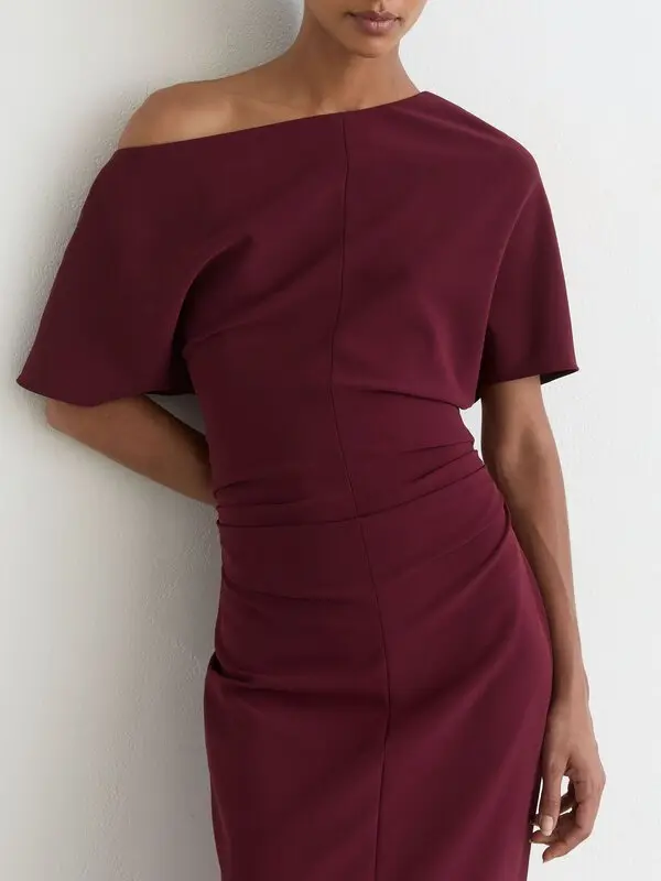 REISS Connie Off-shoulder Ruched Midi Dress