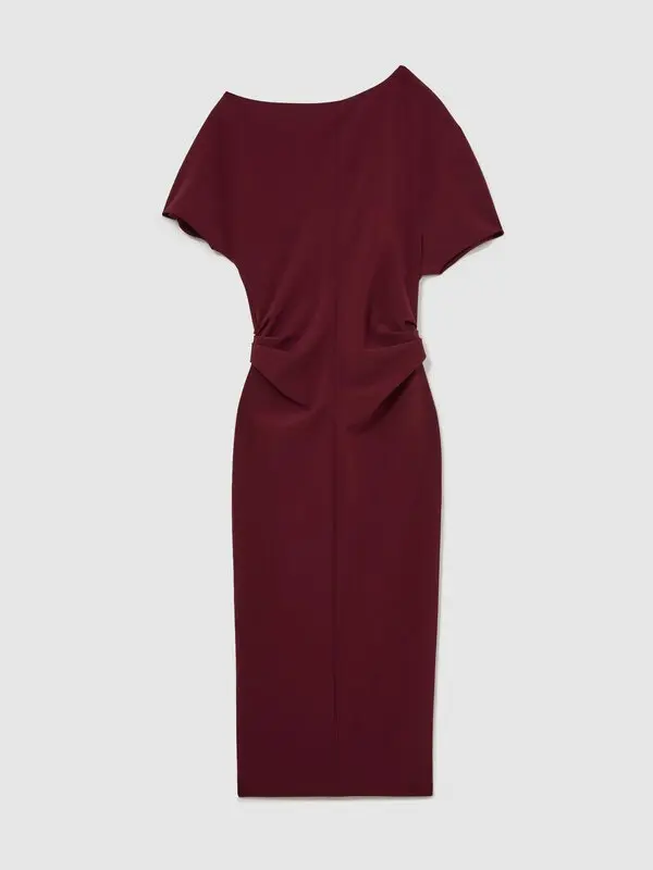 REISS Connie Off-shoulder Ruched Midi Dress