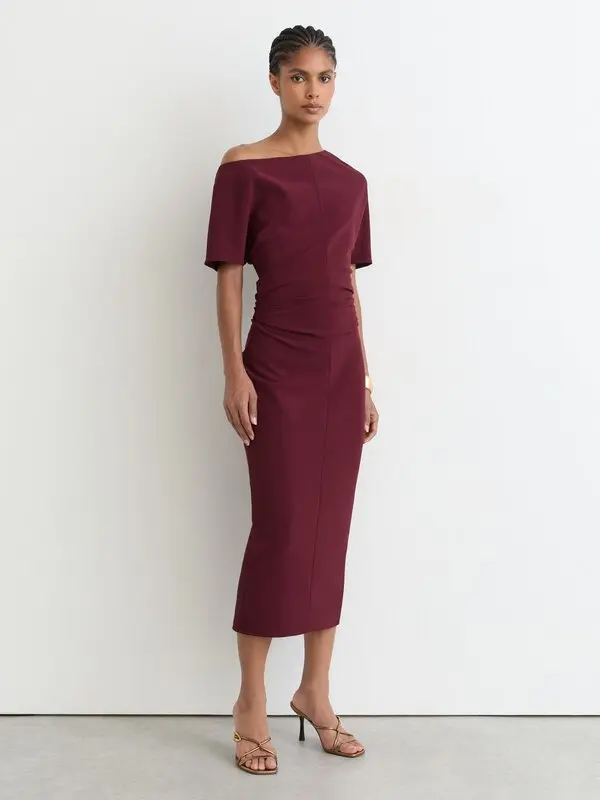 REISS Connie Off-shoulder Ruched Midi Dress