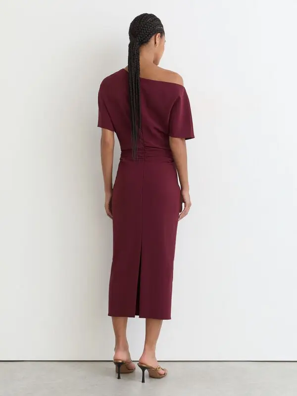 REISS Connie Off-shoulder Ruched Midi Dress