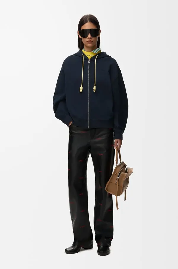Loewe Flamenco Hoodie In Cotton - Navy Blue