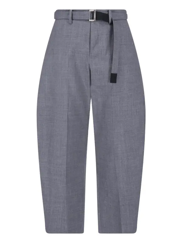 Sacai Tailored Trousers With Belt - Gray