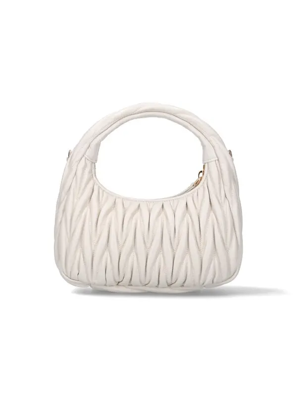 Miu Miu Quilted Lambskin Hobo Bag - White