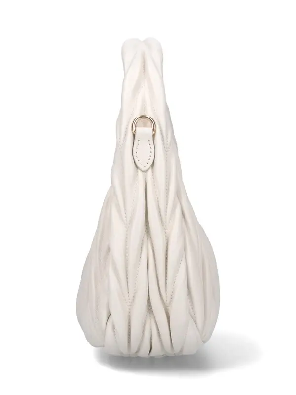 Miu Miu Quilted Lambskin Hobo Bag - White