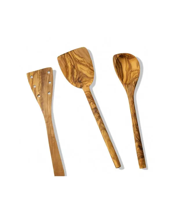 GHARYAN STONEWARE Olive Wood Utensils, Set Of 3