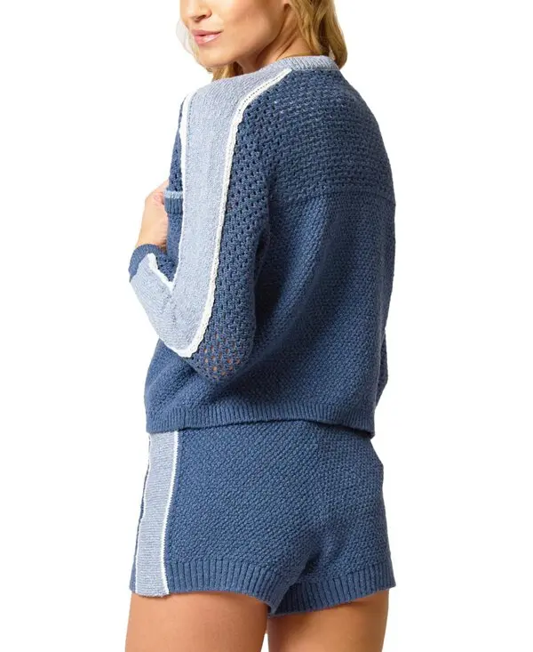 Central Park West Raya Mixed Stitch Zip Cardigen