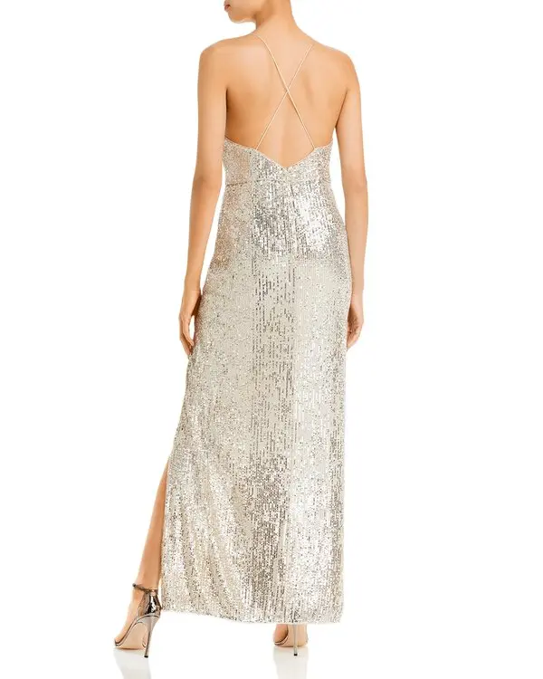 Aidan Mattox Sequined Column Gown