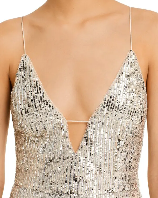 Aidan Mattox Sequined Column Gown