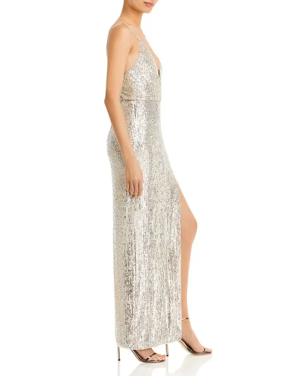 Aidan Mattox Sequined Column Gown