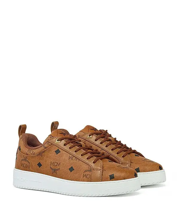 Mcm Neo Terrain Lo Sneakers In Visetos - Cognac