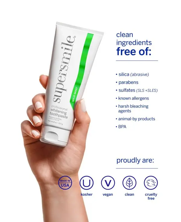 SUPERSMILE Wild Mint Whitening System With Fluoride, Professional Grade 2-step Whitening Toothpaste And Accelerator